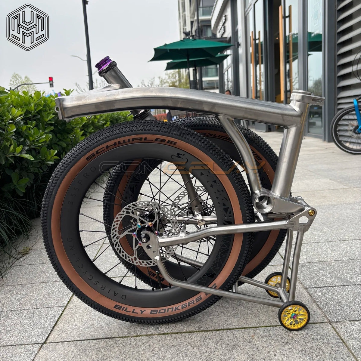 Titanium 18inch flat disc mount fork and triangle suit for Brompton P ...