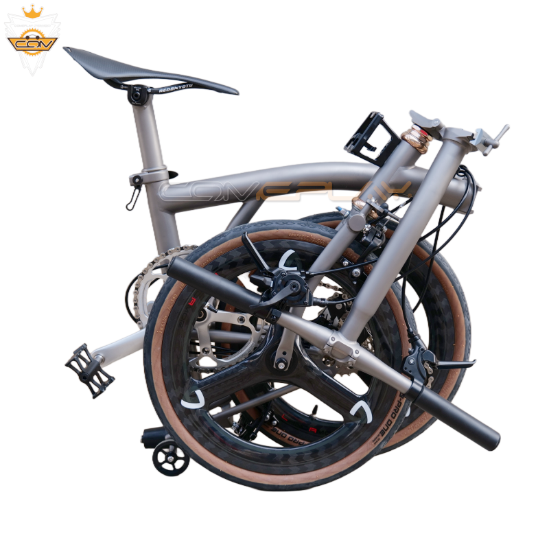 7 speed matte grey full aero titanium brompton bike with carbon wheels ...