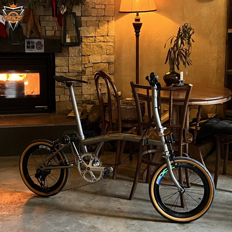 Full aero titanium brompton Clone 16 Inch tri-fold Bike Rim brake with ...