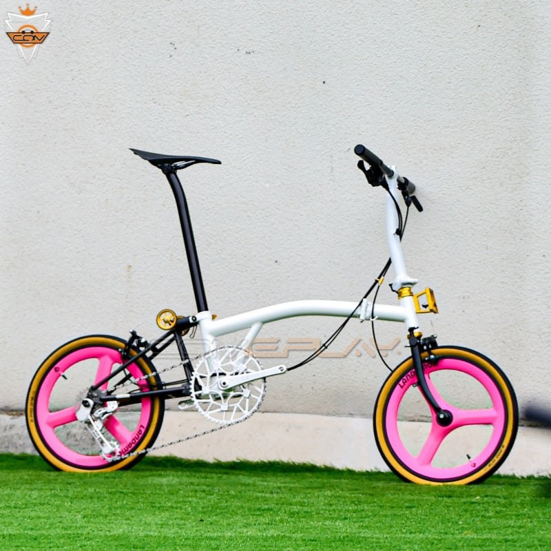Full aero titanium 16 Inch Folding Bike 7-Speed Rim Brake Carbon Wheel ...